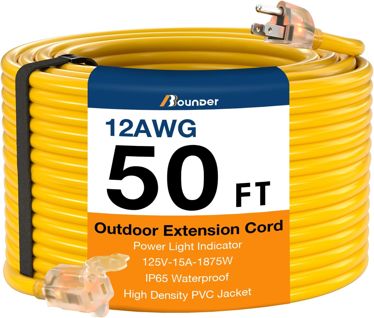 BBOUNDER Outdoor Extension Cord 50 FT Waterproof, 12/3 SJTW Heavy Duty ...