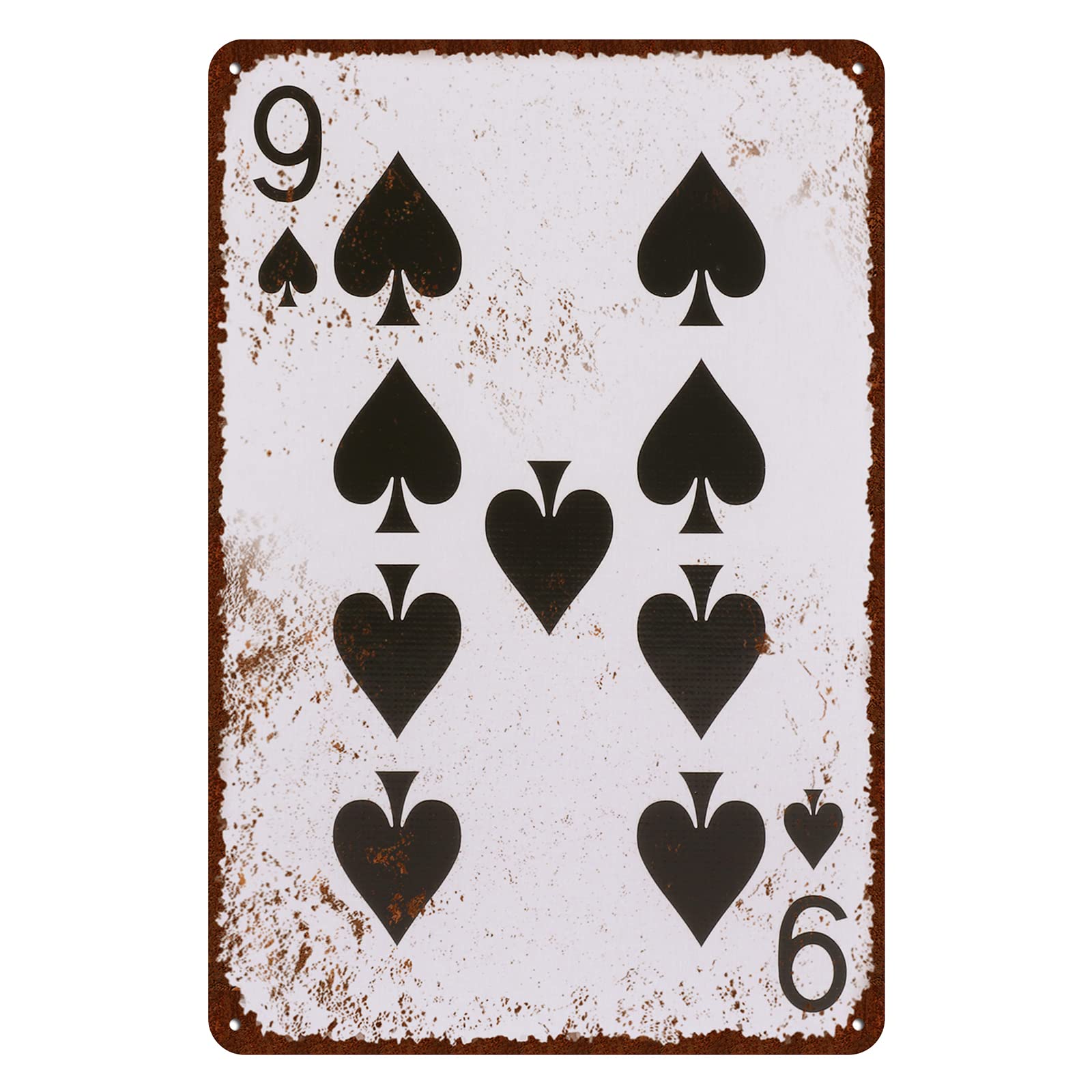 CLCDWG Vintage Poker Tin Sign, The Nine of Spade Metal Tin Sign, Game ...