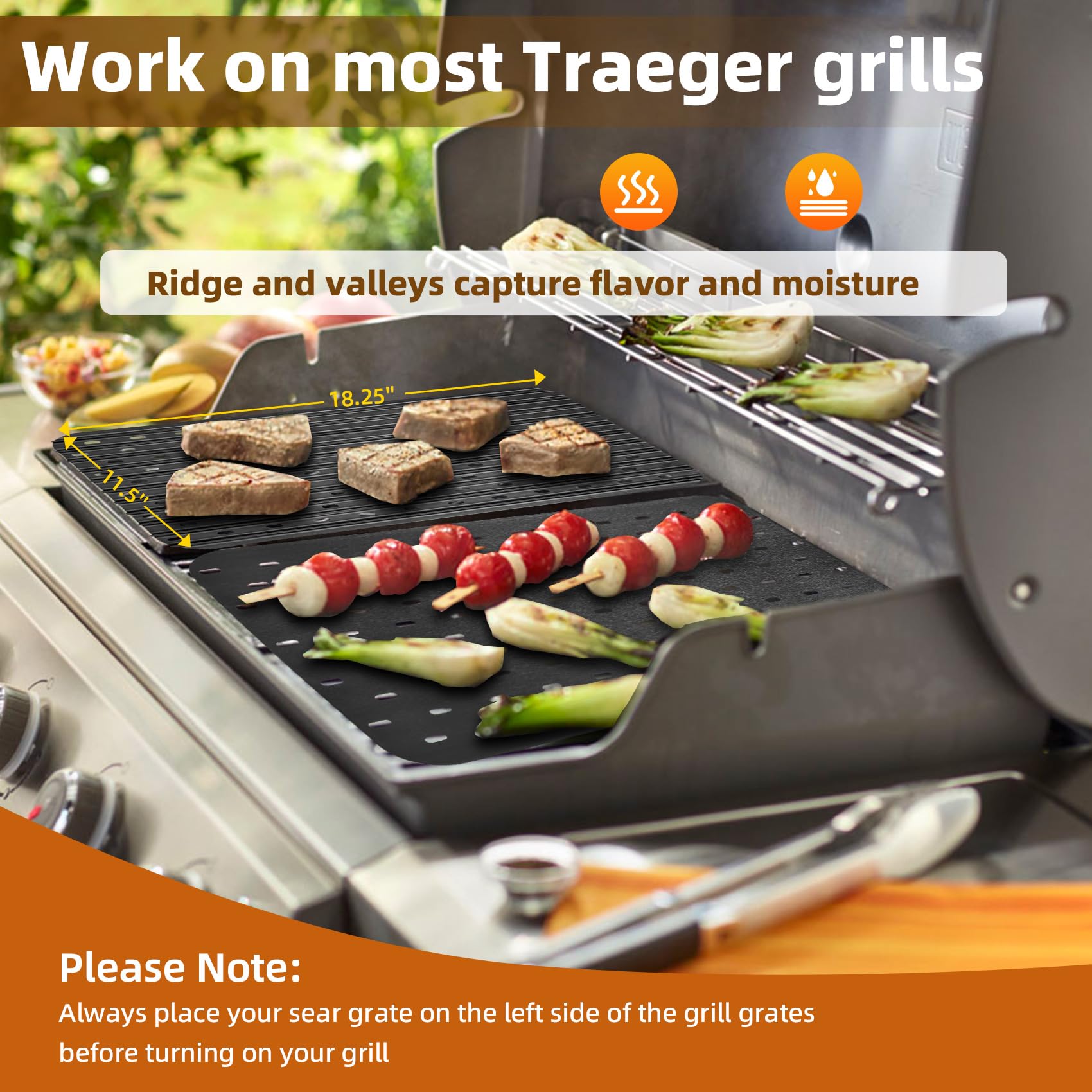 Snapklik.com : BAC772 18.25x11.5 Sear Grate Grill Accessory, Reversible ...