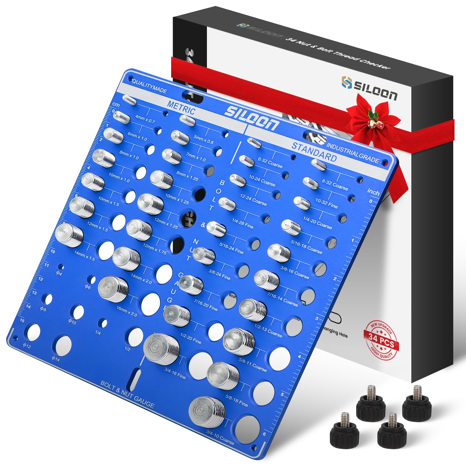 Buy Siloon Nut and Bolt Thread Checker, Bolt Size and Thread Gauge ...