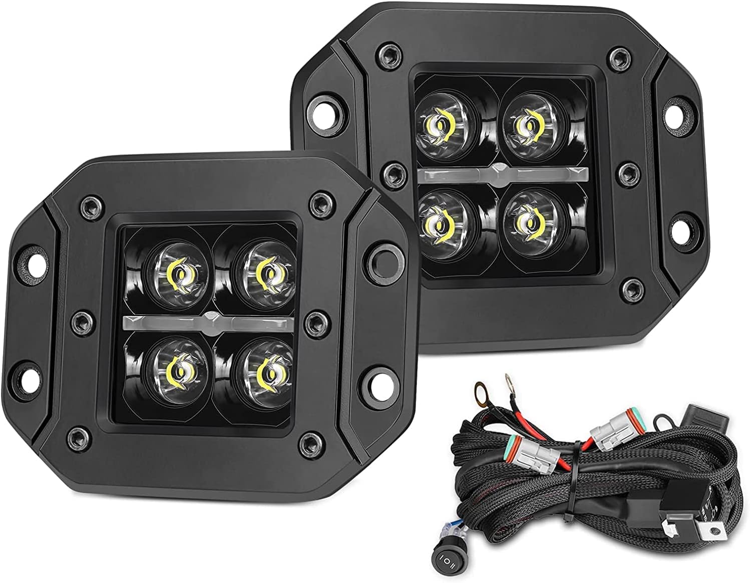 Amazon.com: Roador 5inch 80W Flush Mount LED Pods with White DRL Flush ...