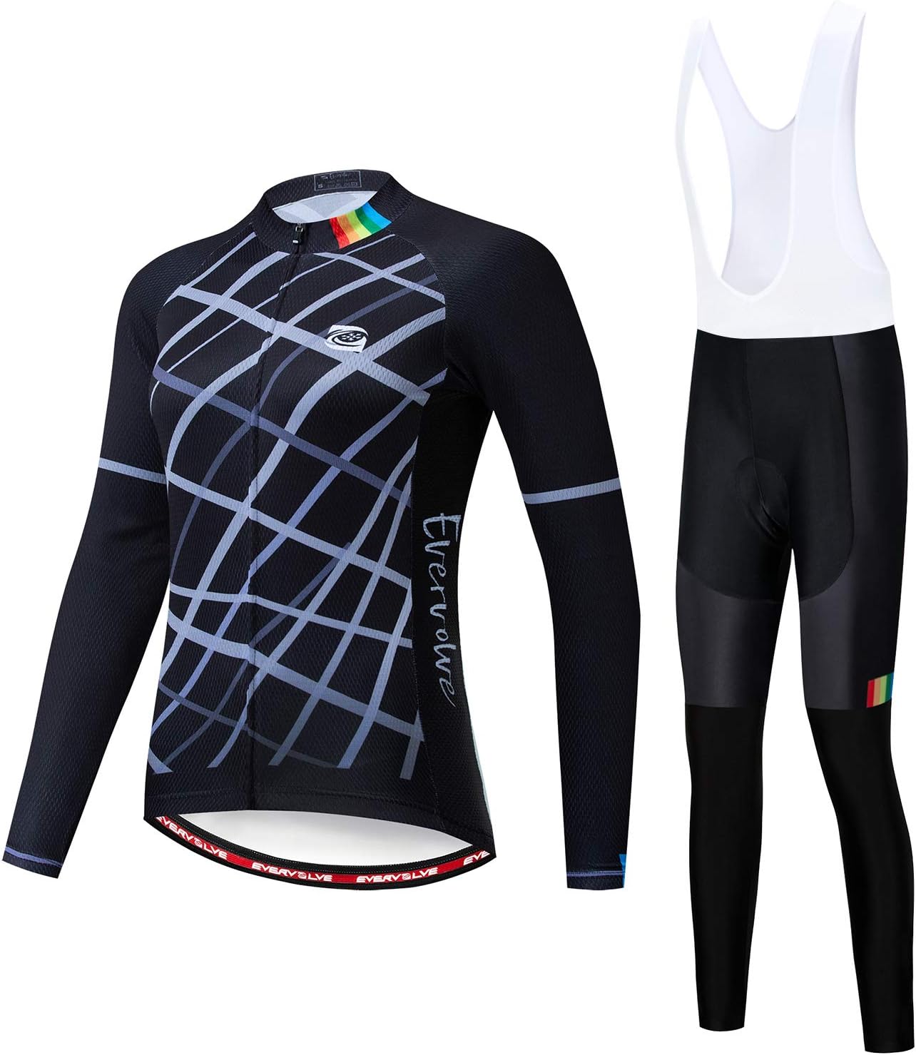 Amazon.com: Evervolve Women's Cycling Jersey White Bib Long Set Bib ...