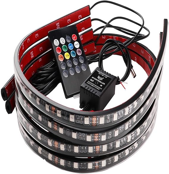 Lychee 7 Color LED Under Car Glow Underbody System Neon Lights Kit w ...