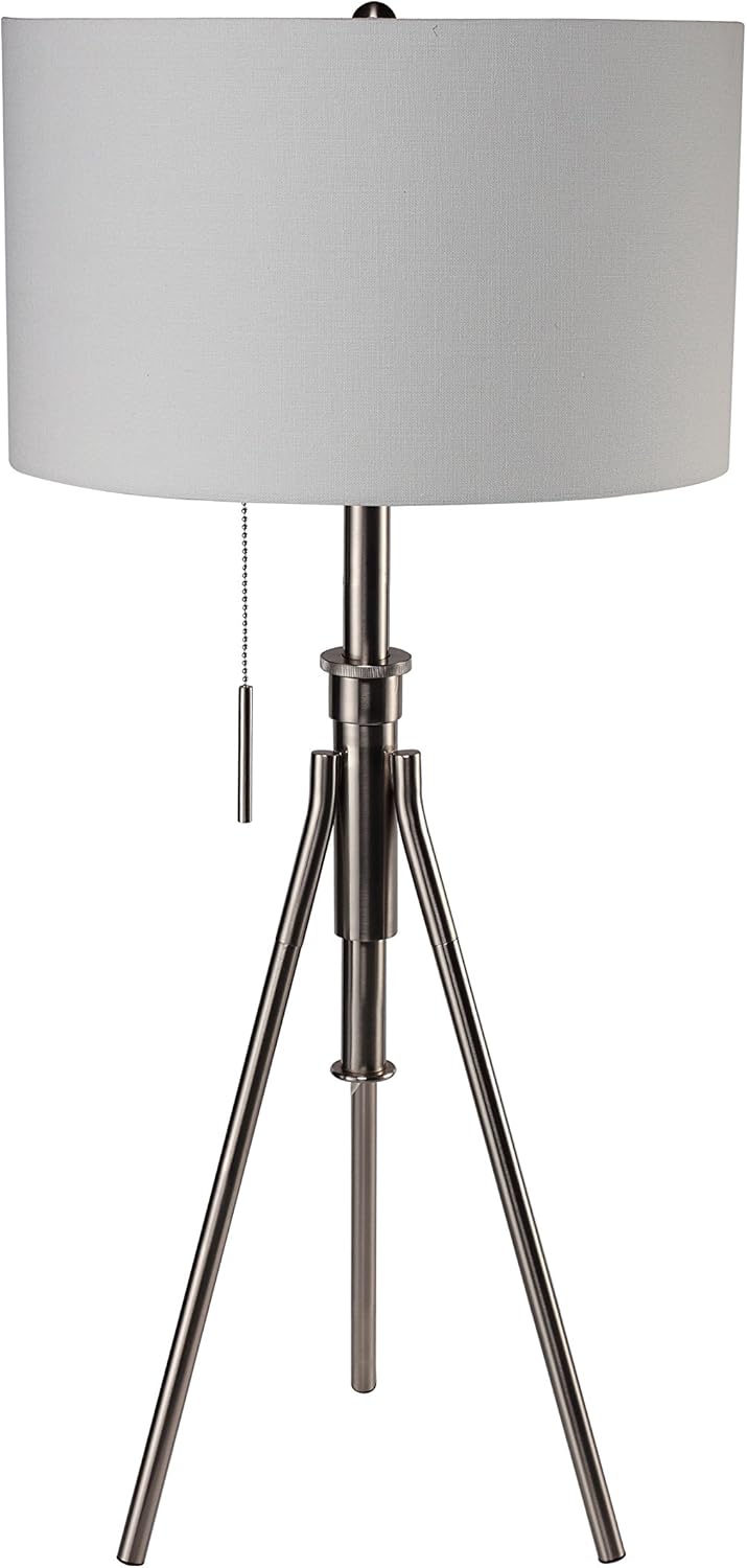 Ore International 31171T-SN Mid-Century Adjustable Tripod Silver Table ...