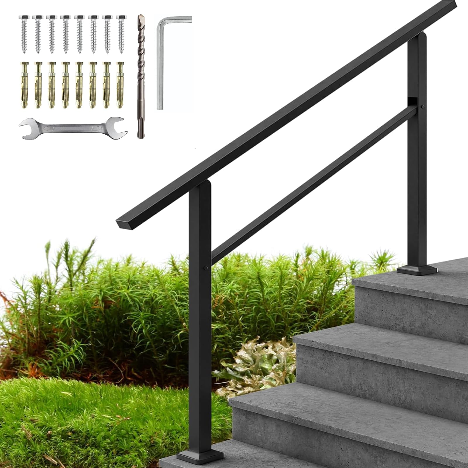 Amazon.com: Metty Metal Handrails for Outdoor Steps - 1 to 5 Step ...