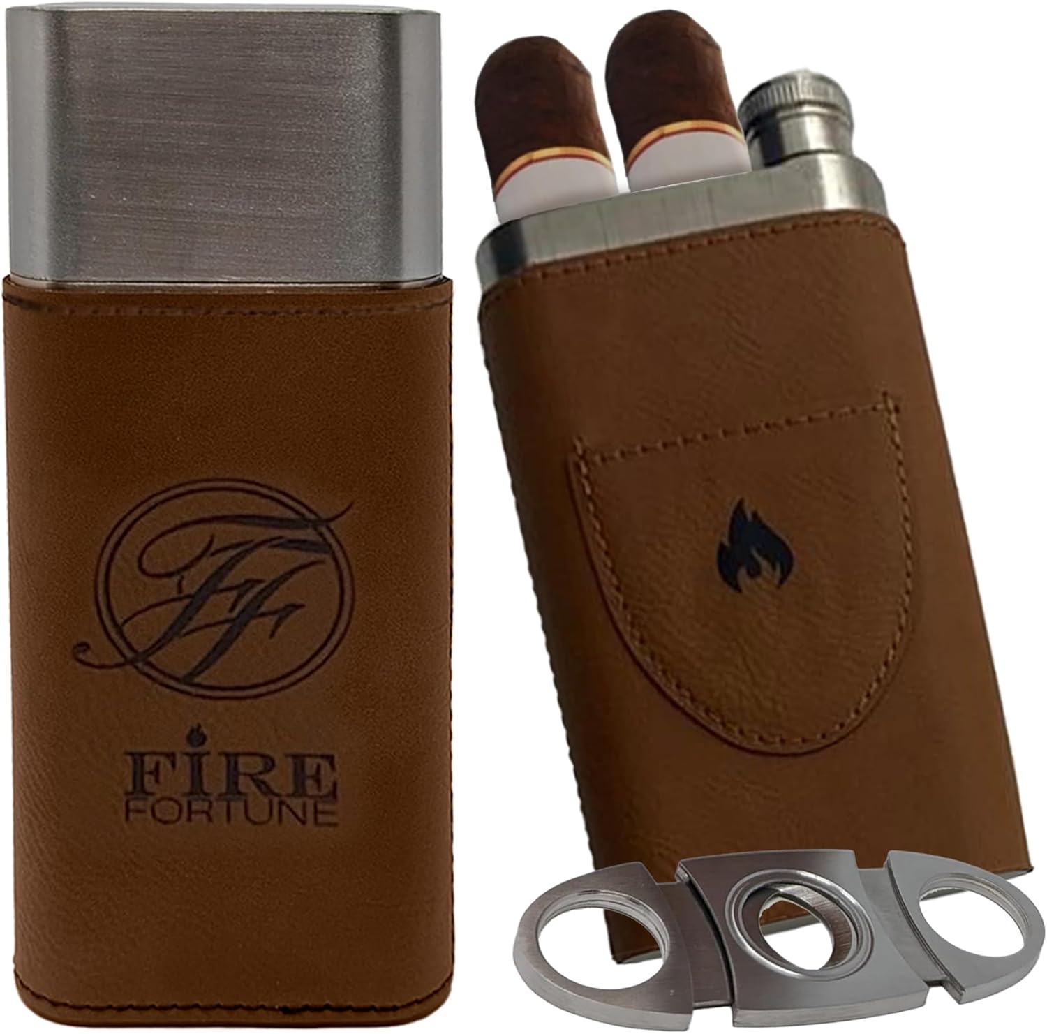 Amazon.com: Fire Fortune Portable Premium Leather Cigar Case- Travel ...