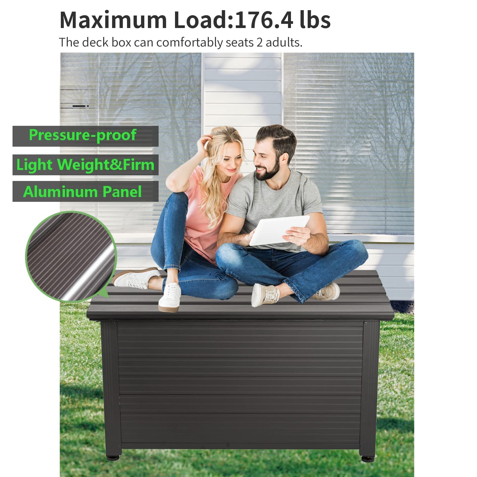 Snapklik.com : TECSPACE 221 Lbs Bearing Capacity Aluminum Deck Box, 2-Tier Lock Outdoor Storage ...