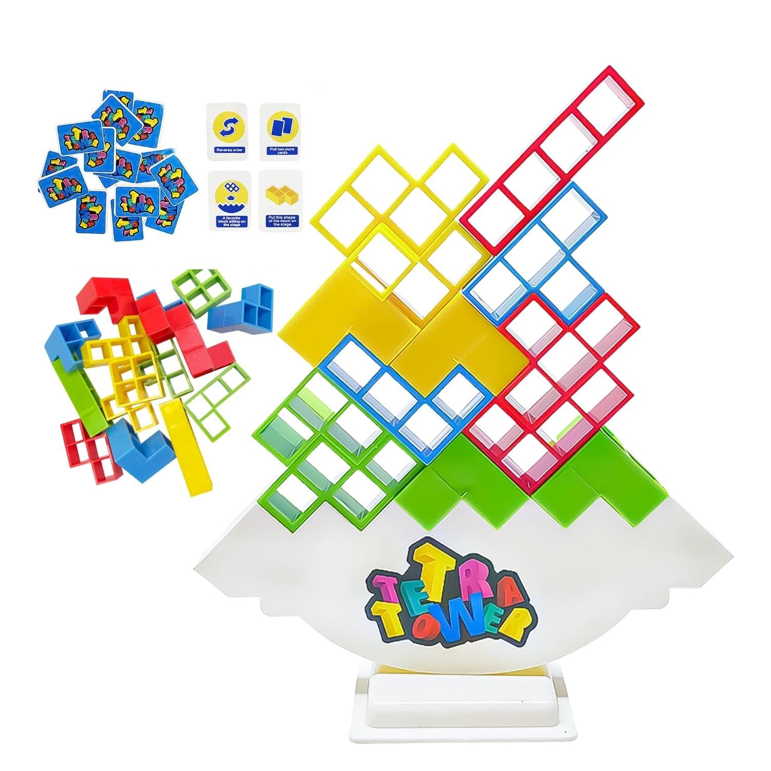 Amazon.com: Tetra Tower for Adults - Stacking Game 16 to 48 PCS, Expandable with 16-Block Packs ...