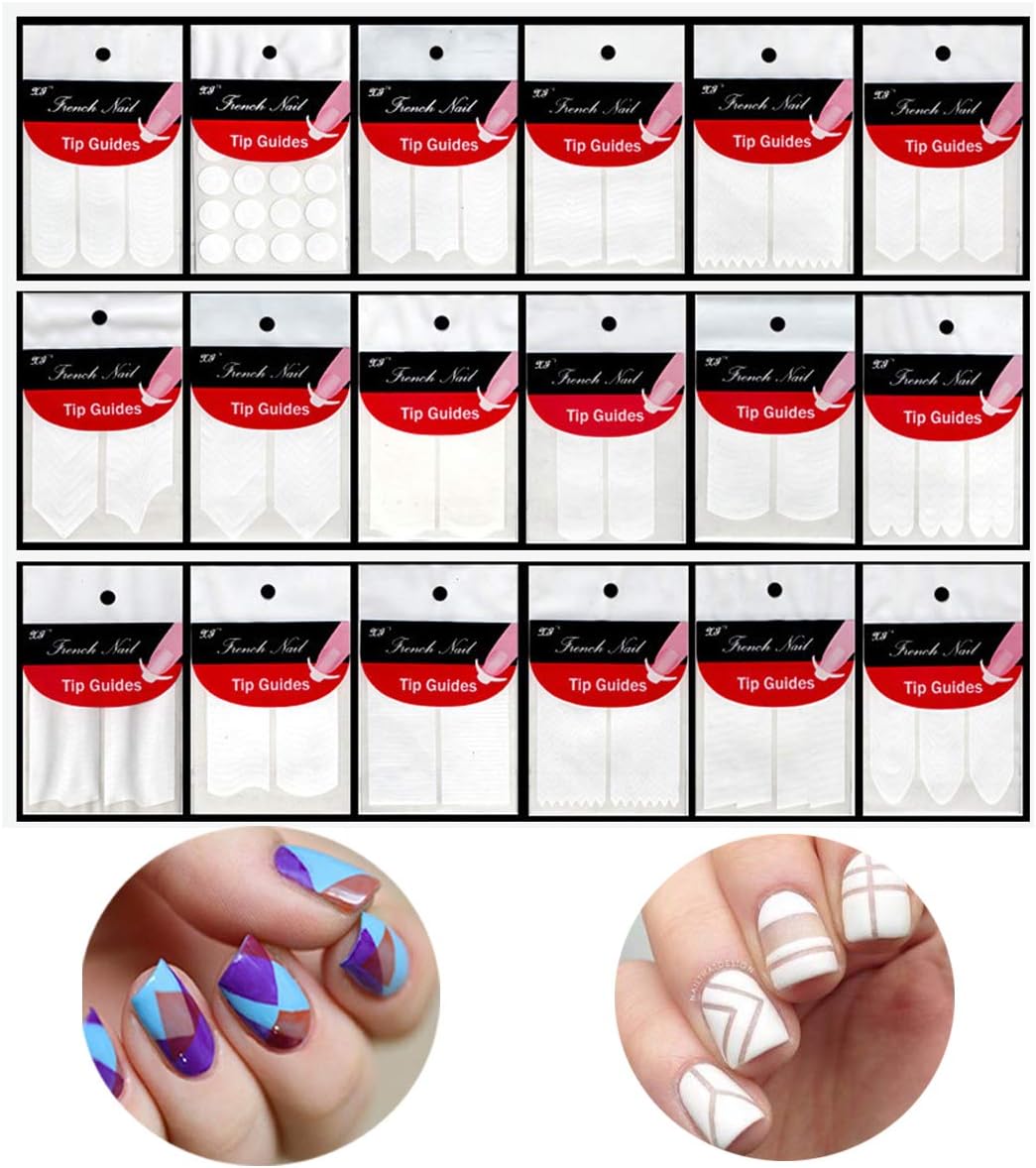Amazon.com: GBSTORE 18 Sheet 22 Different Design French Nail Art ...