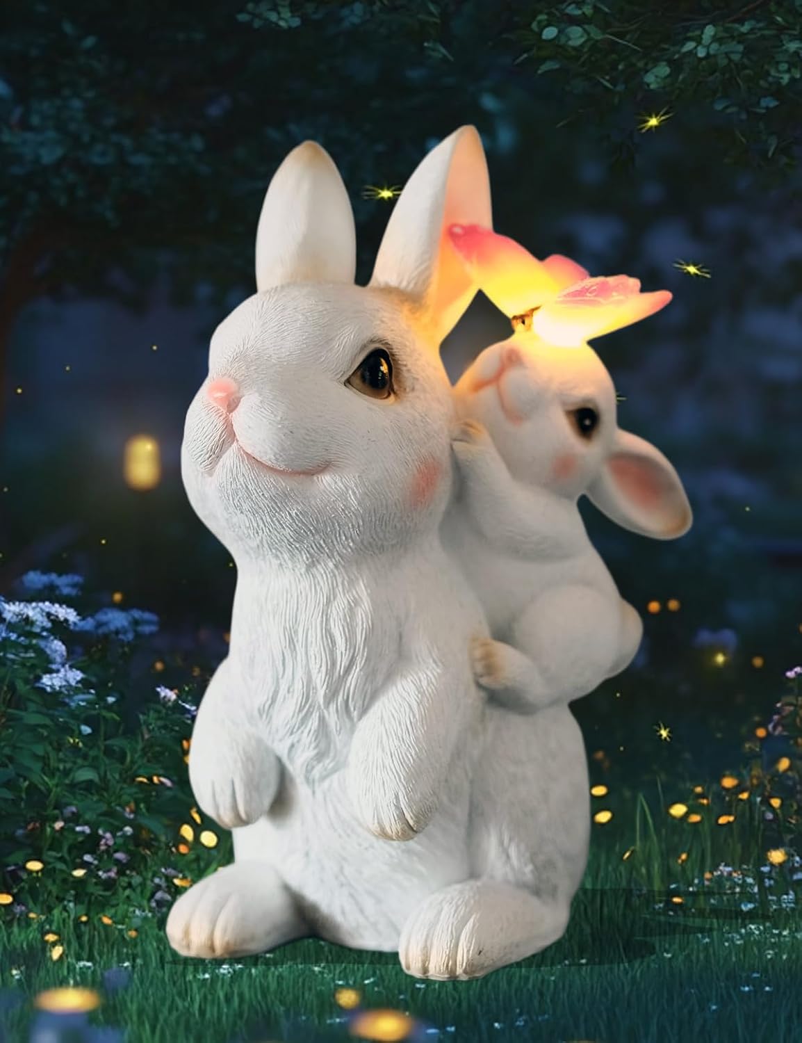 CORIETTA Solar Garden Statues Rabbit with Solar Lights,Mother&Baby ...