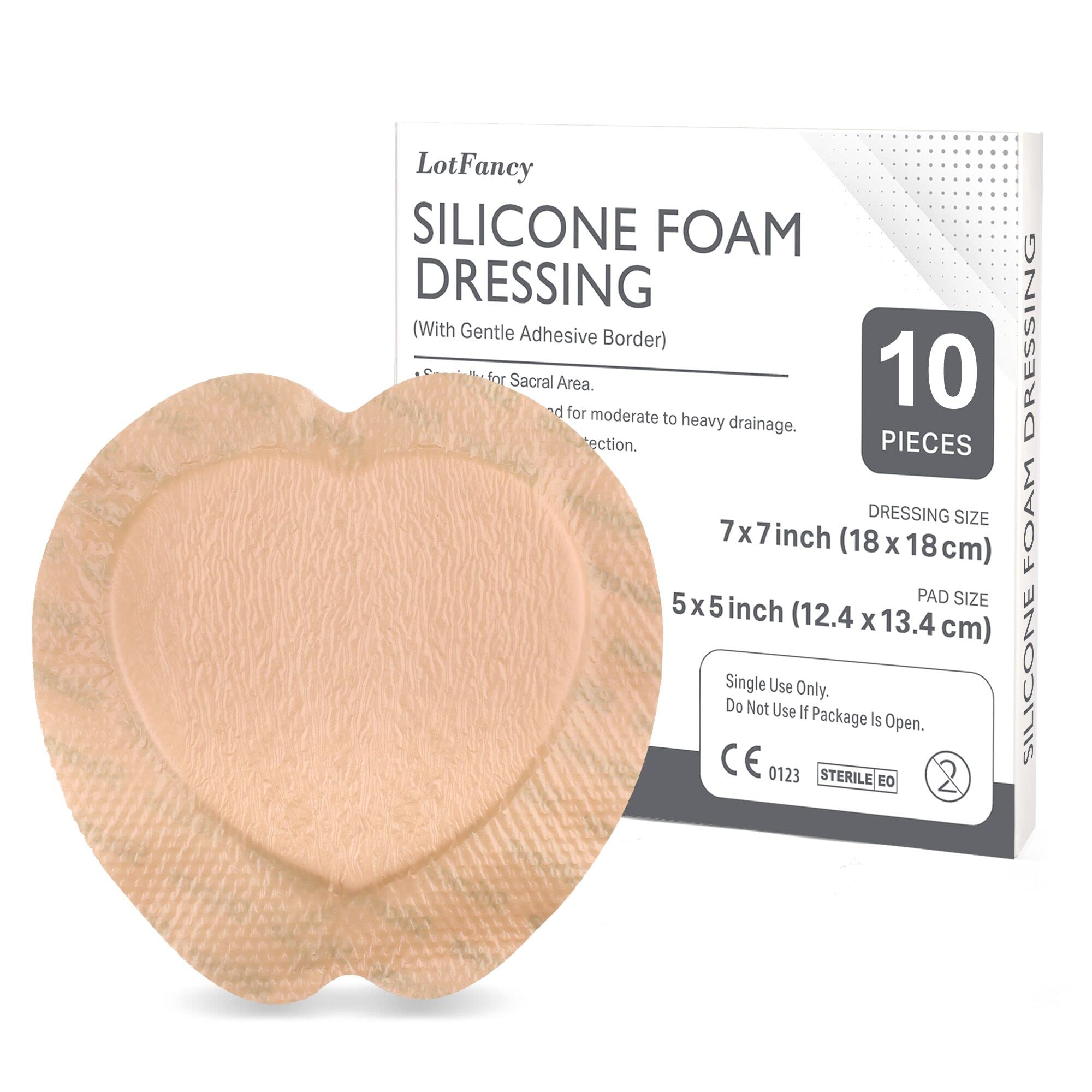 Amazon.com: LotFancy Sacral Foam Dressing, 10 Count, 7"x 7", Silicone ...