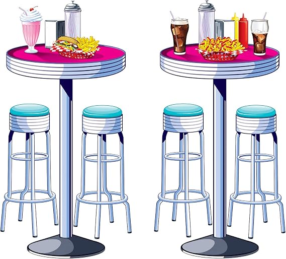 Amazon.com: Soda Shop Tables & Stools Props Party Accessory (1 count ...