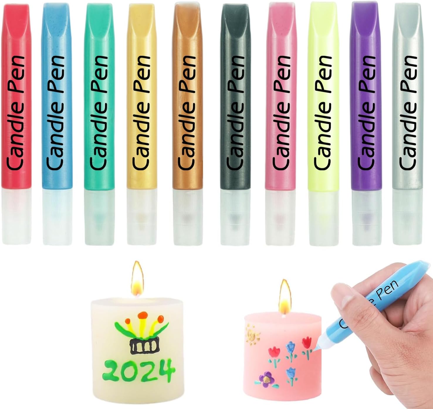 Glitter Candle Pens, 12 Colour Candle Painting Pens Markers for Wax ...