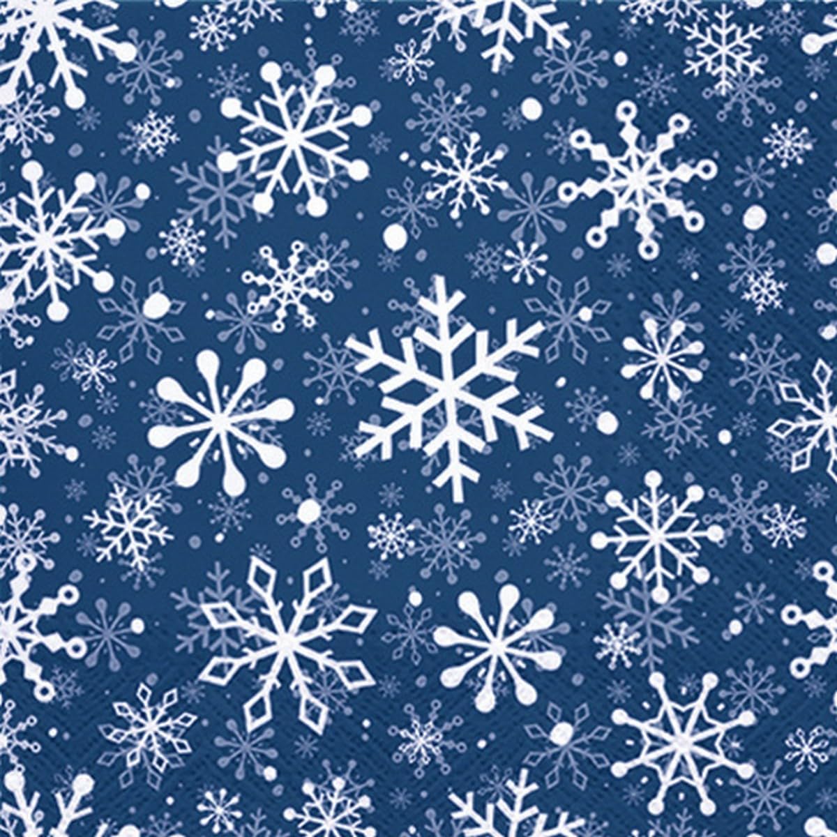 Paper + Design 20 Napkins Christmas White Snowflakes on Dark Blue as ...
