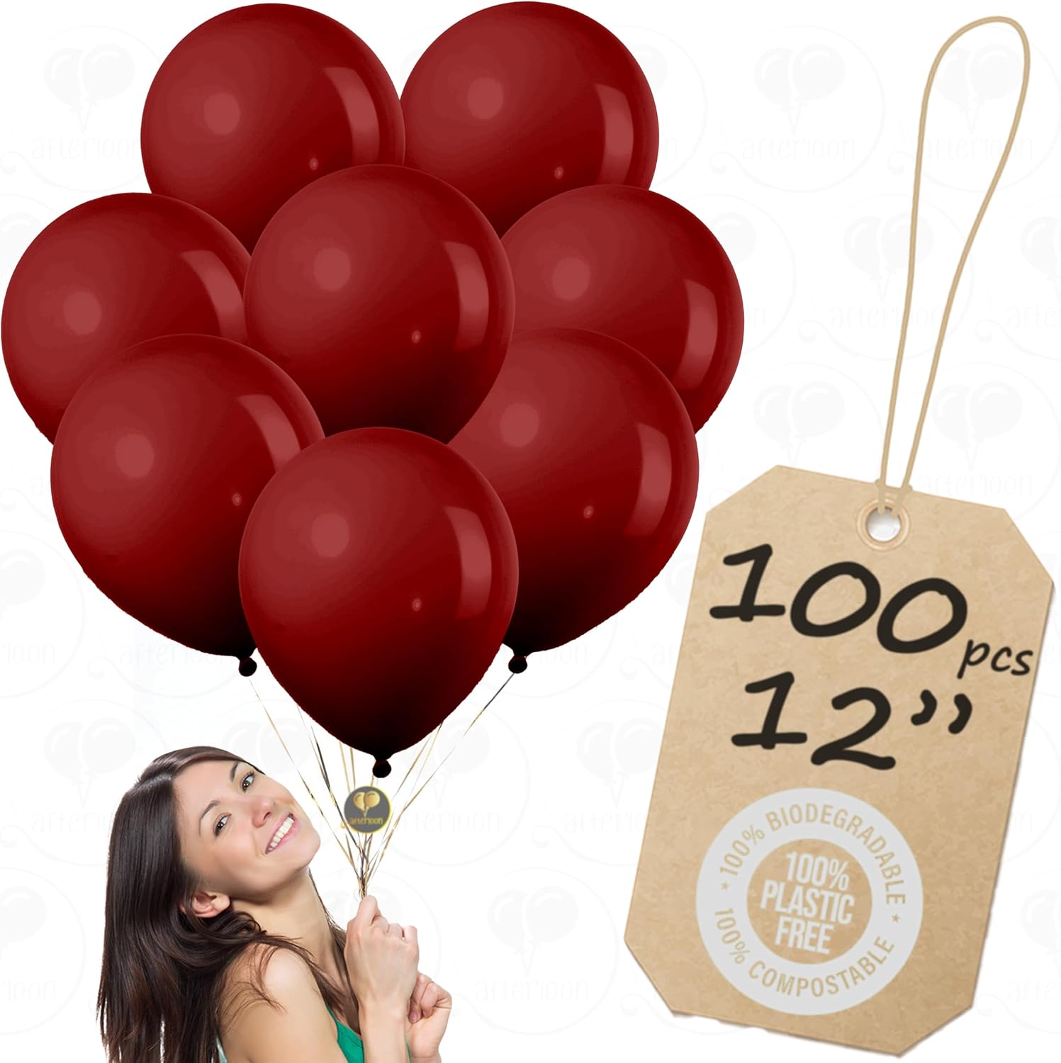 Amazon.com: AFTERLOON® Biodegradable Balloons Brick Red 12 Inch 100 ...