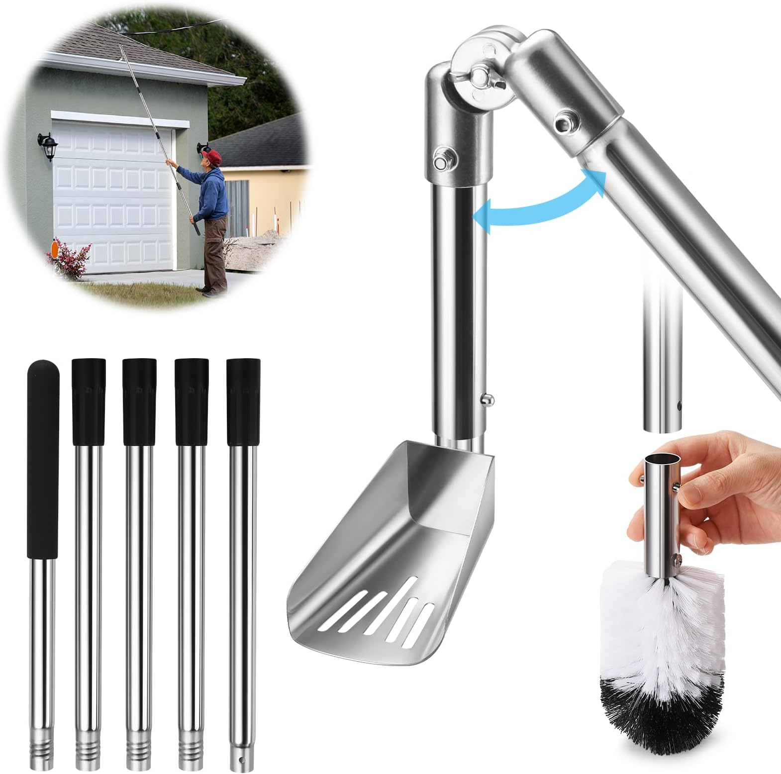 Zhichen star Gutter Cleaning Tools from The Ground, 10.5 FT Adjustable ...