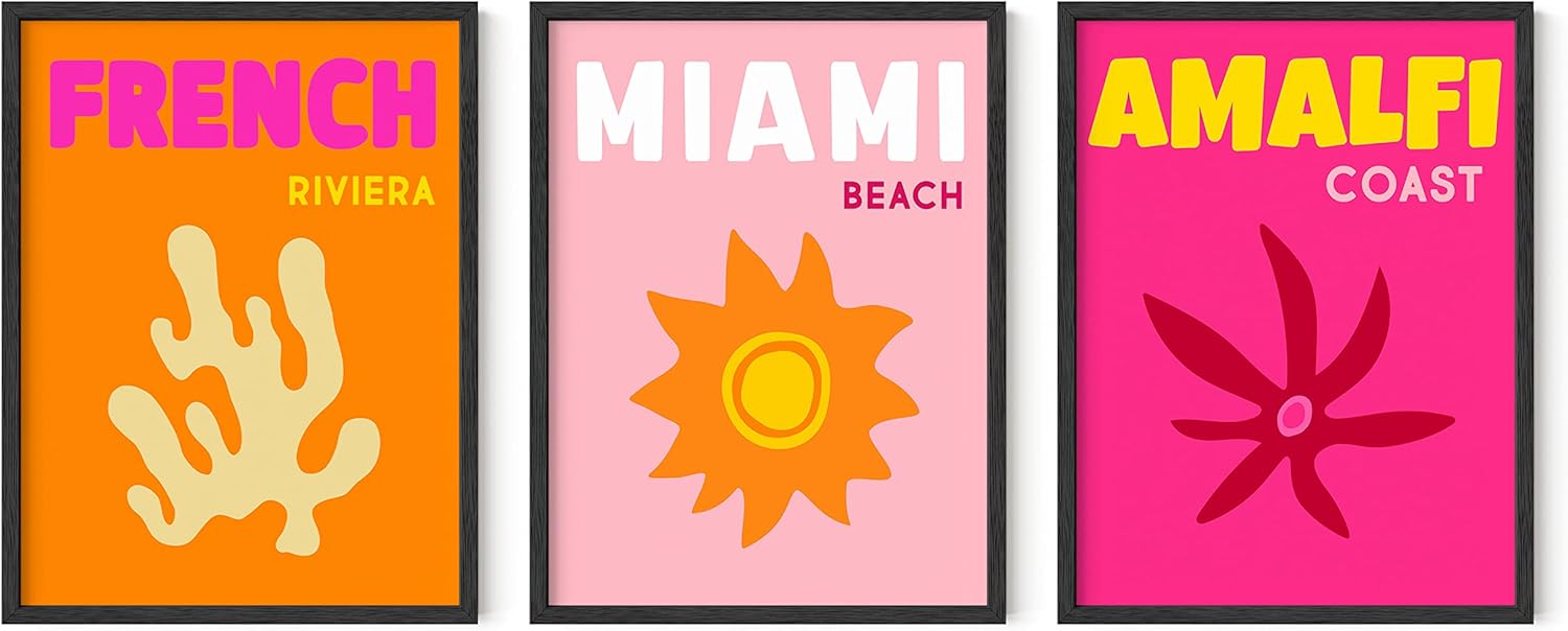 HAUS AND HUES Preppy Pictures For Wall - Set of 3 Travel Posters ...
