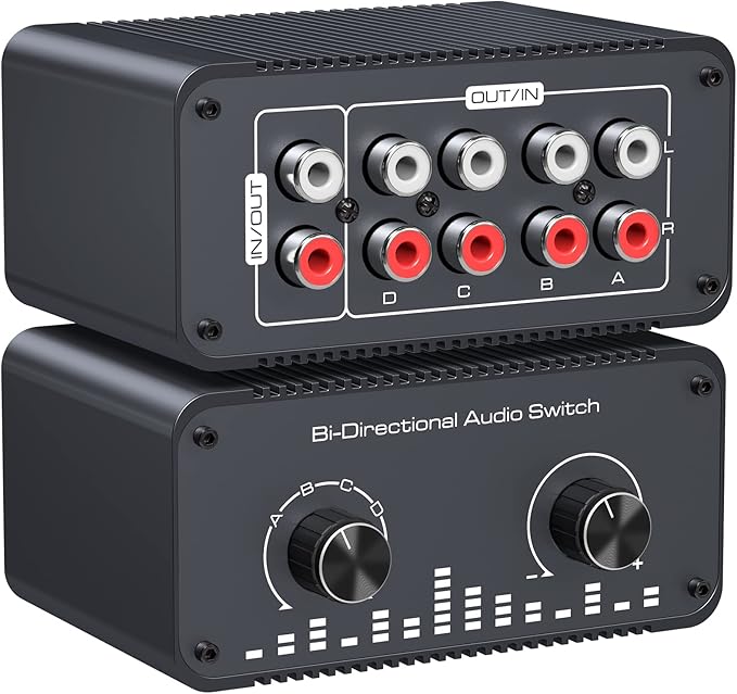 Amazon.com: Audio Switch Bi-Directional 4-Way RCA L/R Stereo Audio ...