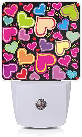 Oeaskly Colorful Heart Night Light,Plug in Night Lights 0.5W Sleep ...