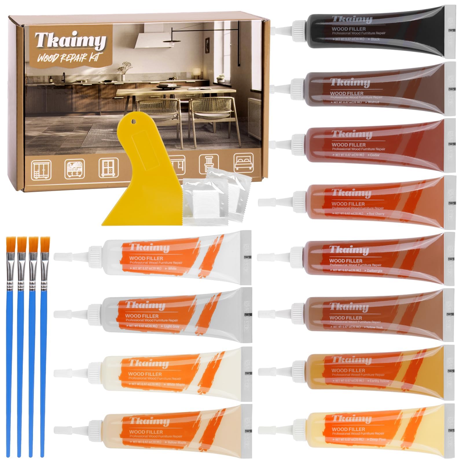 Amazon.com: Wood Furniture Repair Kit-12 Colors Wood Filler Putty Wood ...