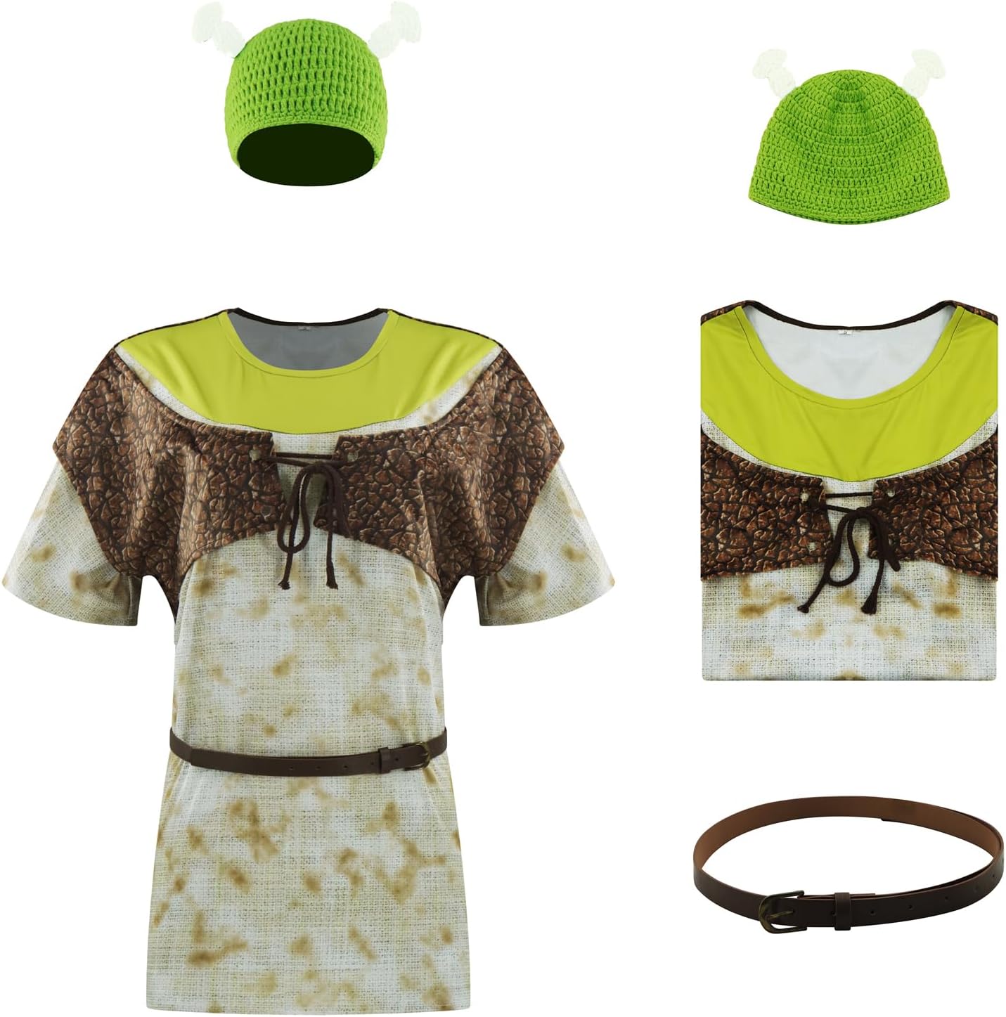 Amazon.com: Ogre Costume Shirt Vest Adult Ugly Cosplay Shirt and Green ...