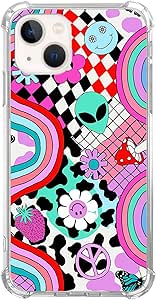 Amazon.com: Pvflefkr Aesthetic Collage Alien Cow Print Checkerboard Case Compatible with iPhone ...