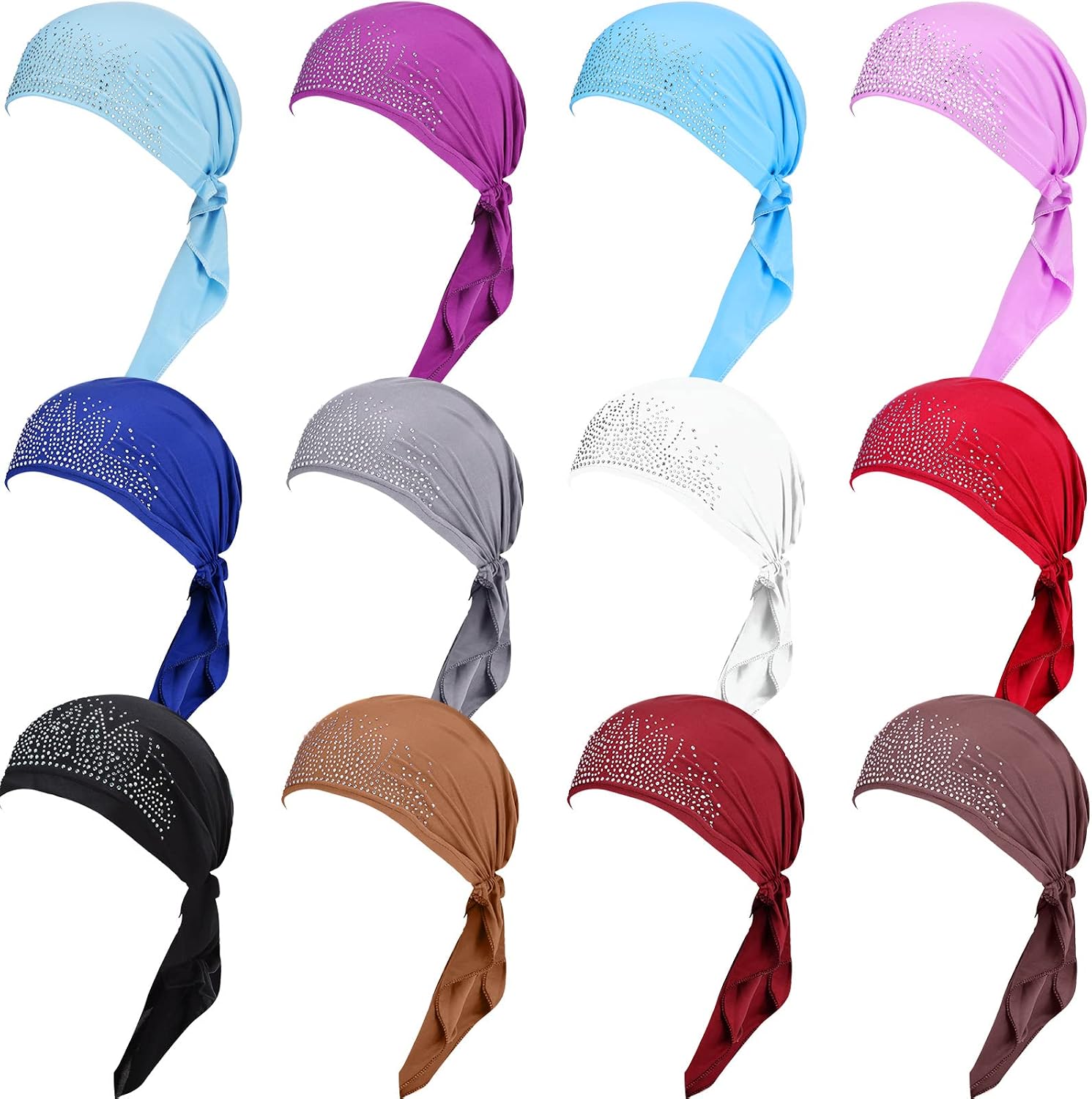 Amazon.com: Mumufy 12 Pcs Chemo Head Scarf Pre Tied Stretchy Head Wrap ...