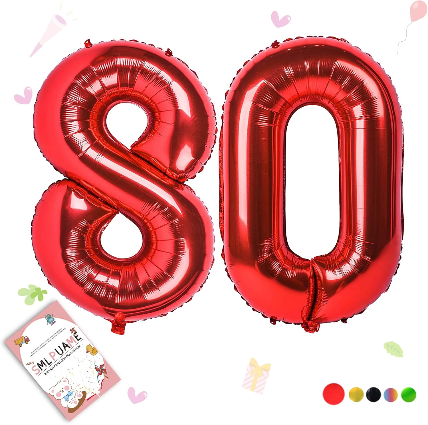 Amazon.com: Smlpuame 40 inch Number Balloon 0-9 Red Large Number 80 ...