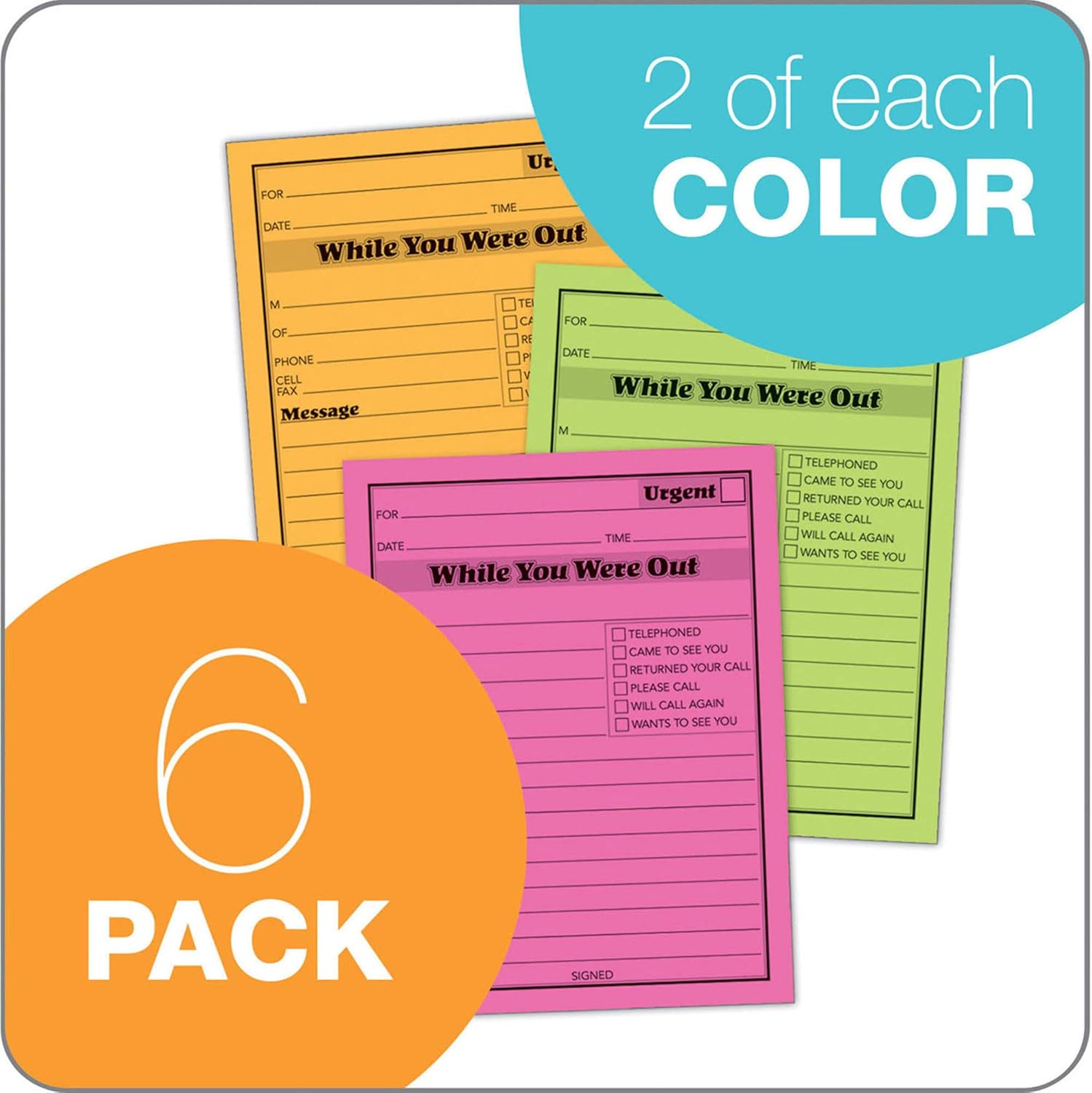 Buy Adams While You Were Out Pads, 4.25 x 5.25 Inches, Assorted Neon ...