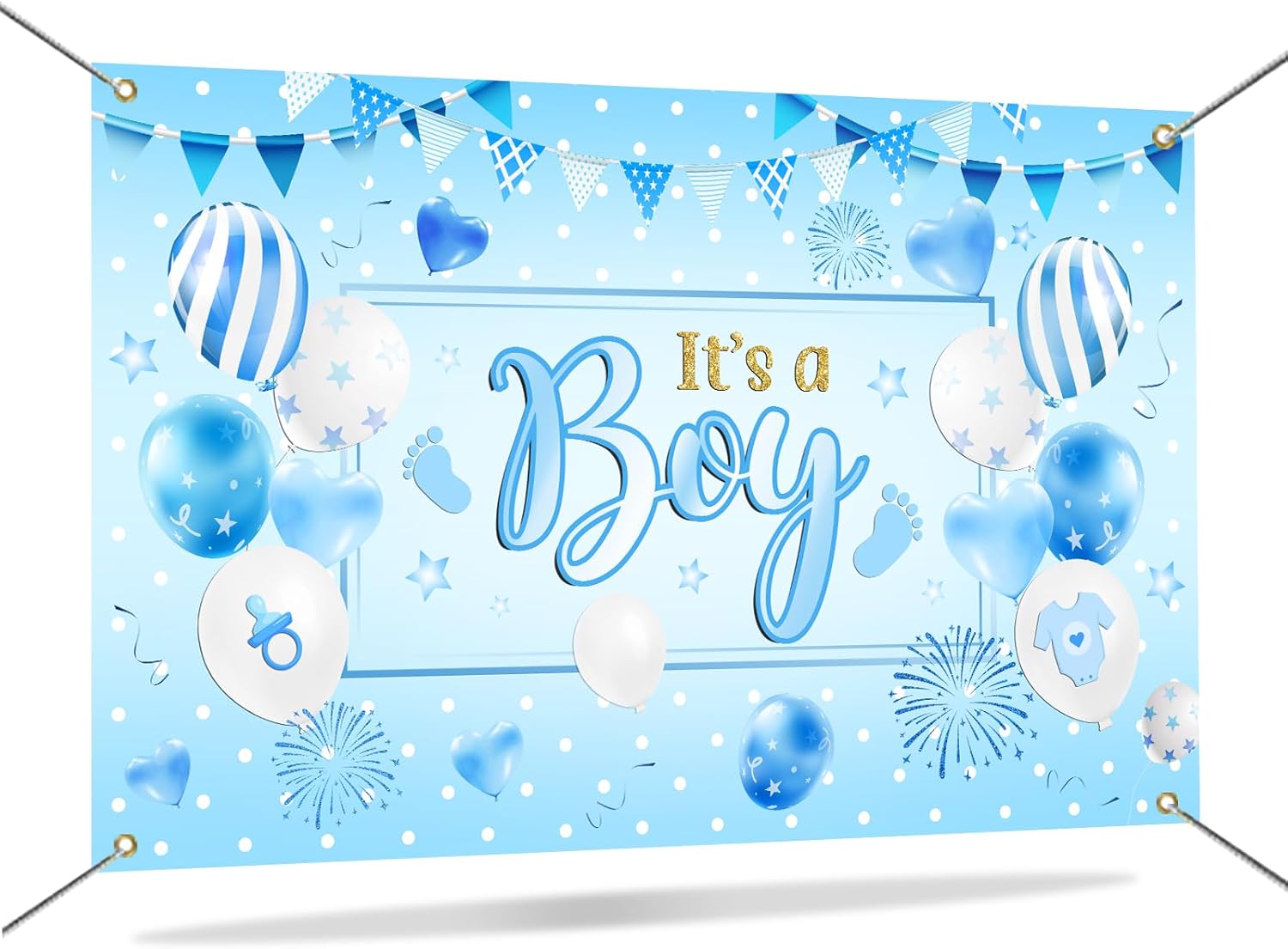 Amazon.com : Mocsicka Blue Baby Shower Backdrop for Boy Its a Boy ...