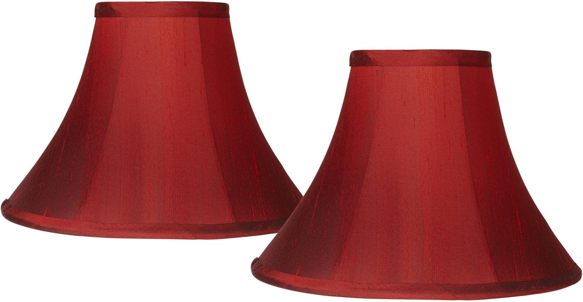 Set of 2 Cut-Corner Rectangular Lamp Shades Red Medium 8" Wide x 6 ...