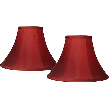 Set of 2 Round Bell Lamp Shades Deep Red Small 5" Top x 12" Bottom x 9 ...