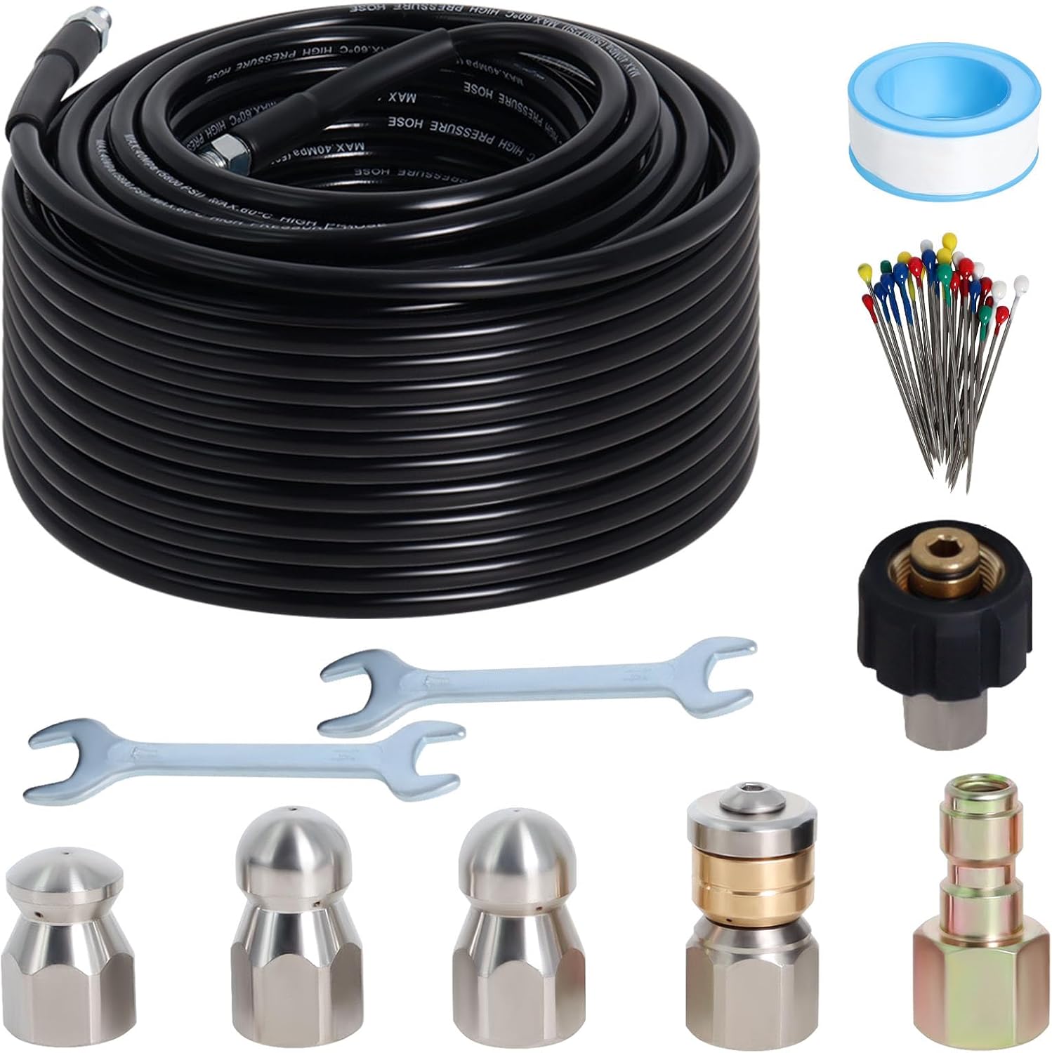 Amazon.com: Sewer Jetter Kit for Pressure Washer 100FT, 5800PSI Water ...