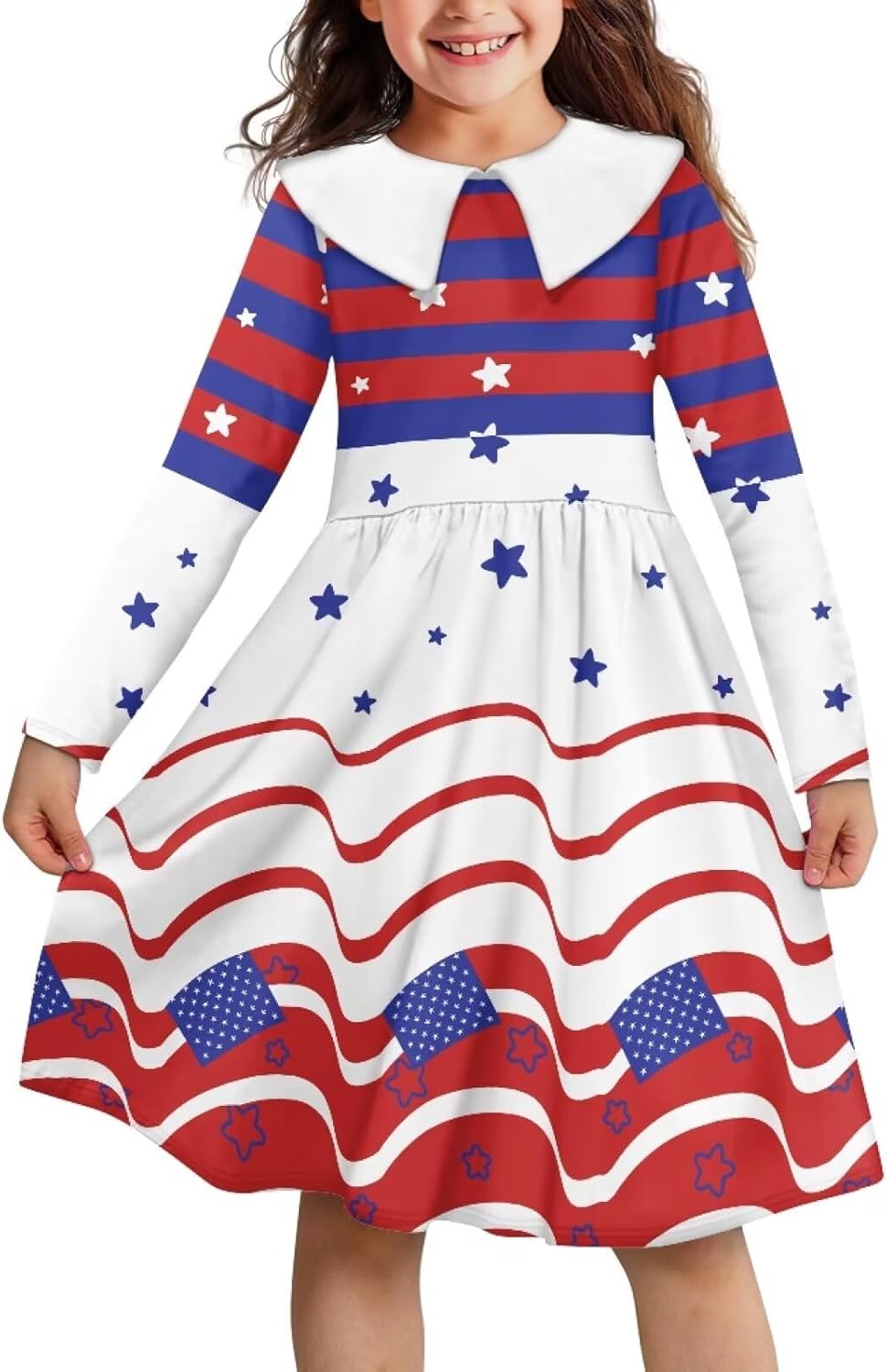 Amazon.com: YGFLPPV American Flag Star & Stripe Girls Collared Dress ...