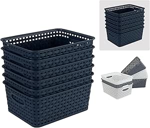 Amazon.com: Ucake Plastic Storage Baskets for Organizing, Small Weave ...