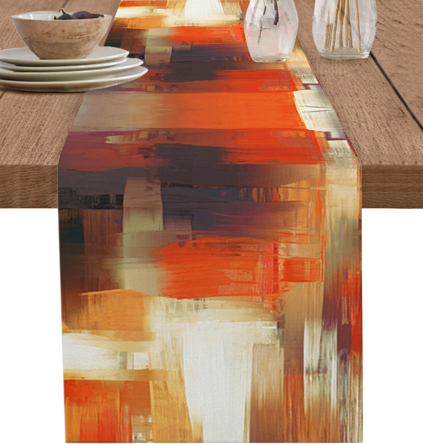 Amazon.com: Cotton Linen Table Runner Dresser Scarves Burnt Orange ...