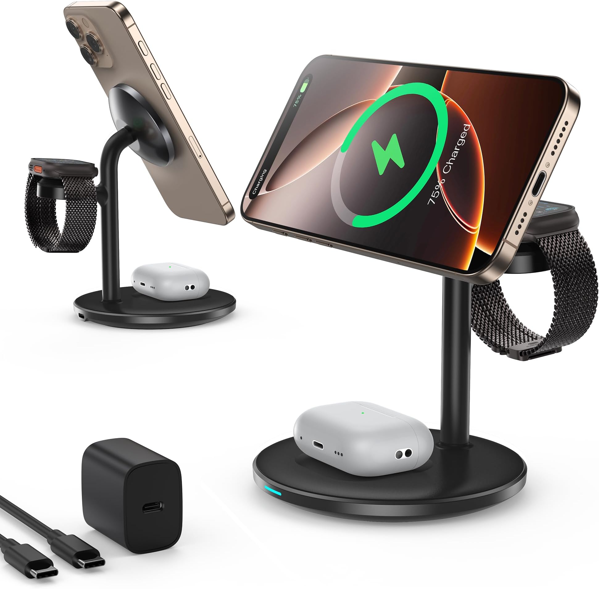 Amazon.com: 3 in 1 Wireless Charging Station for Apple Mag-Safe 15W ...
