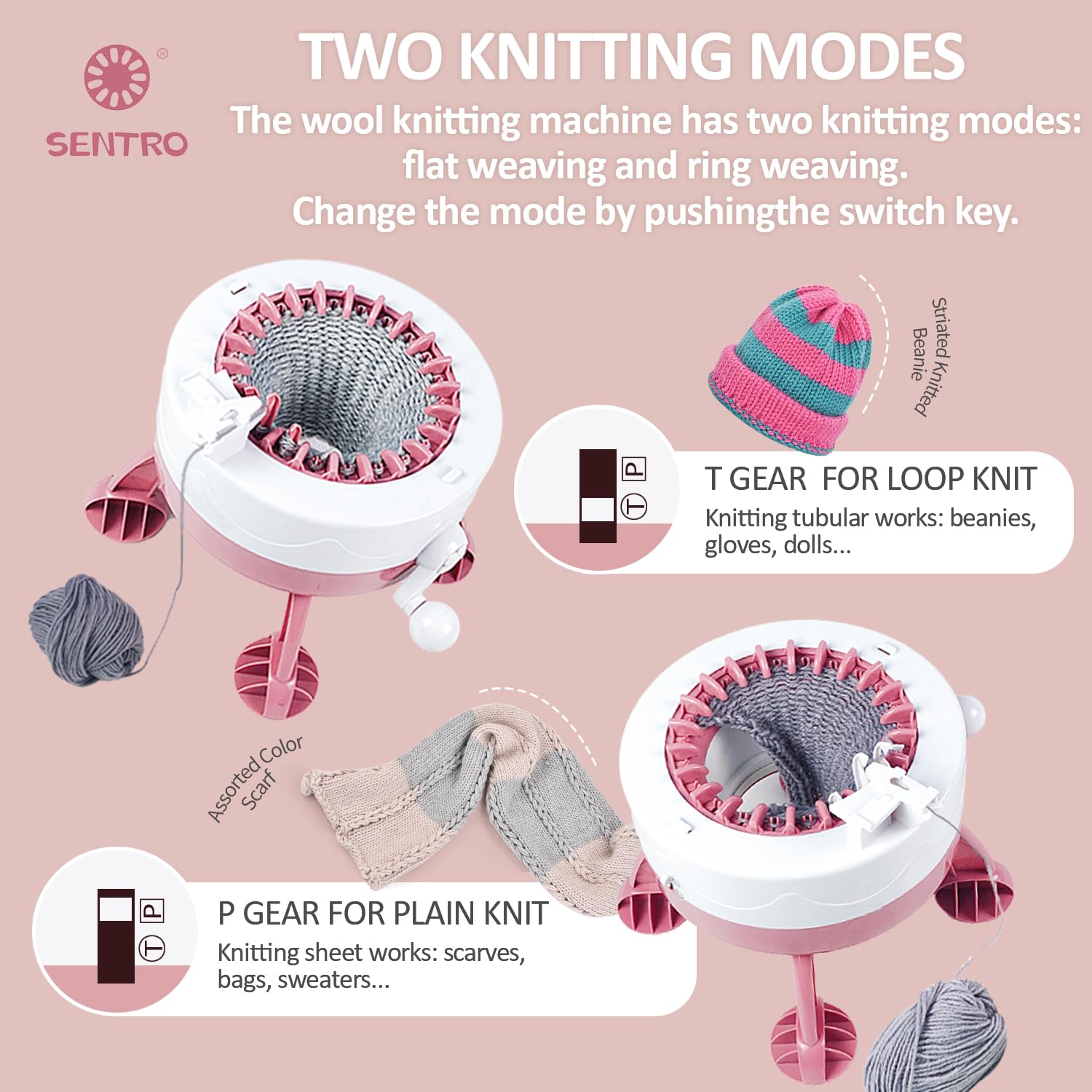 Snapklik.com : Knitting Machine 22 Needles Smart Weaving Loom Crochet ...