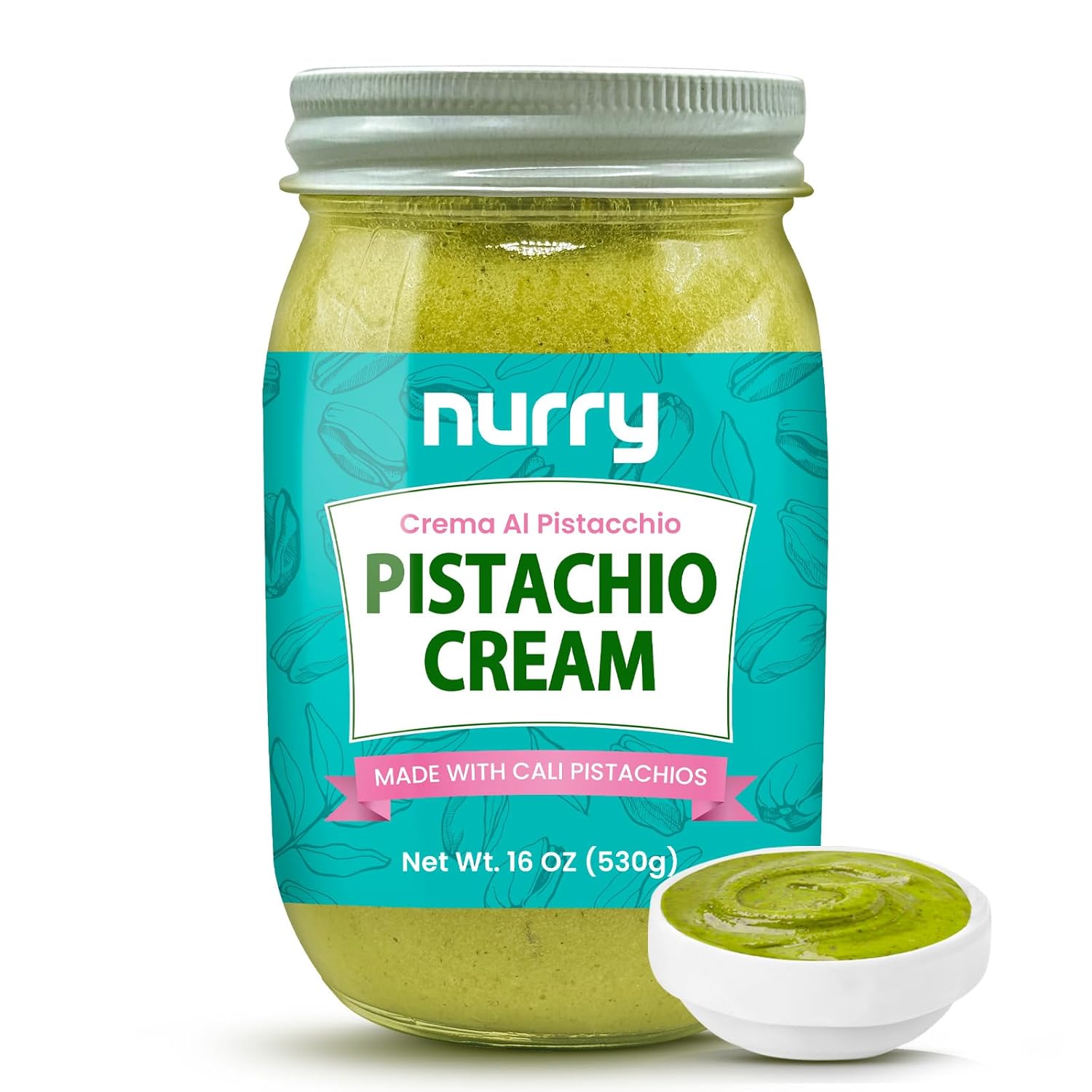 Amazon.com : Premium Pistachio Cream - 16 oz Jar, Rich, Smooth Spreadable Pistachio Butter ...