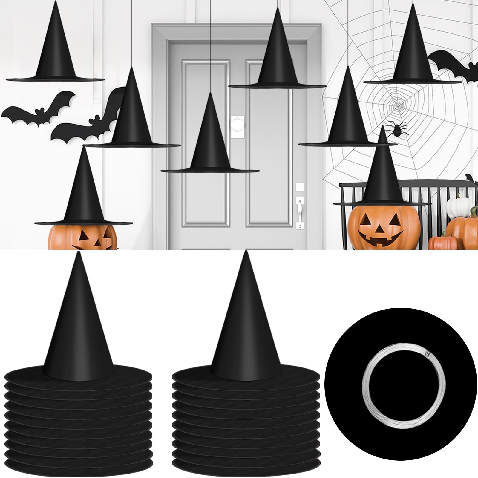 Snapklik.com : 6 Pcs Halloween Hanging-Witch-Hats Decorations
