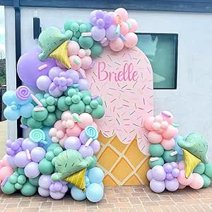 Amazon.com: Enanal Pastel Ice Cream Balloon Garland Arch Kit, 171pcs Macaron Rainbow Balloons ...
