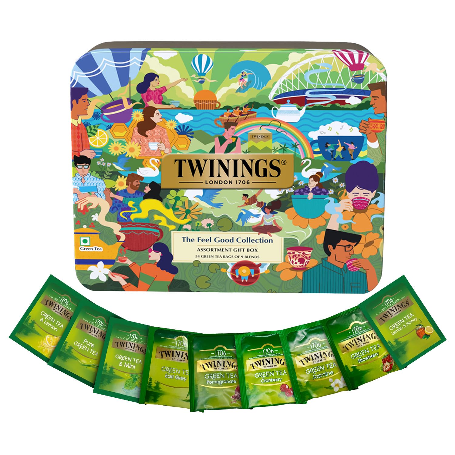 Twinings The Feel Good Collection Assortment Tea Gift Set, Teabags 54 ...