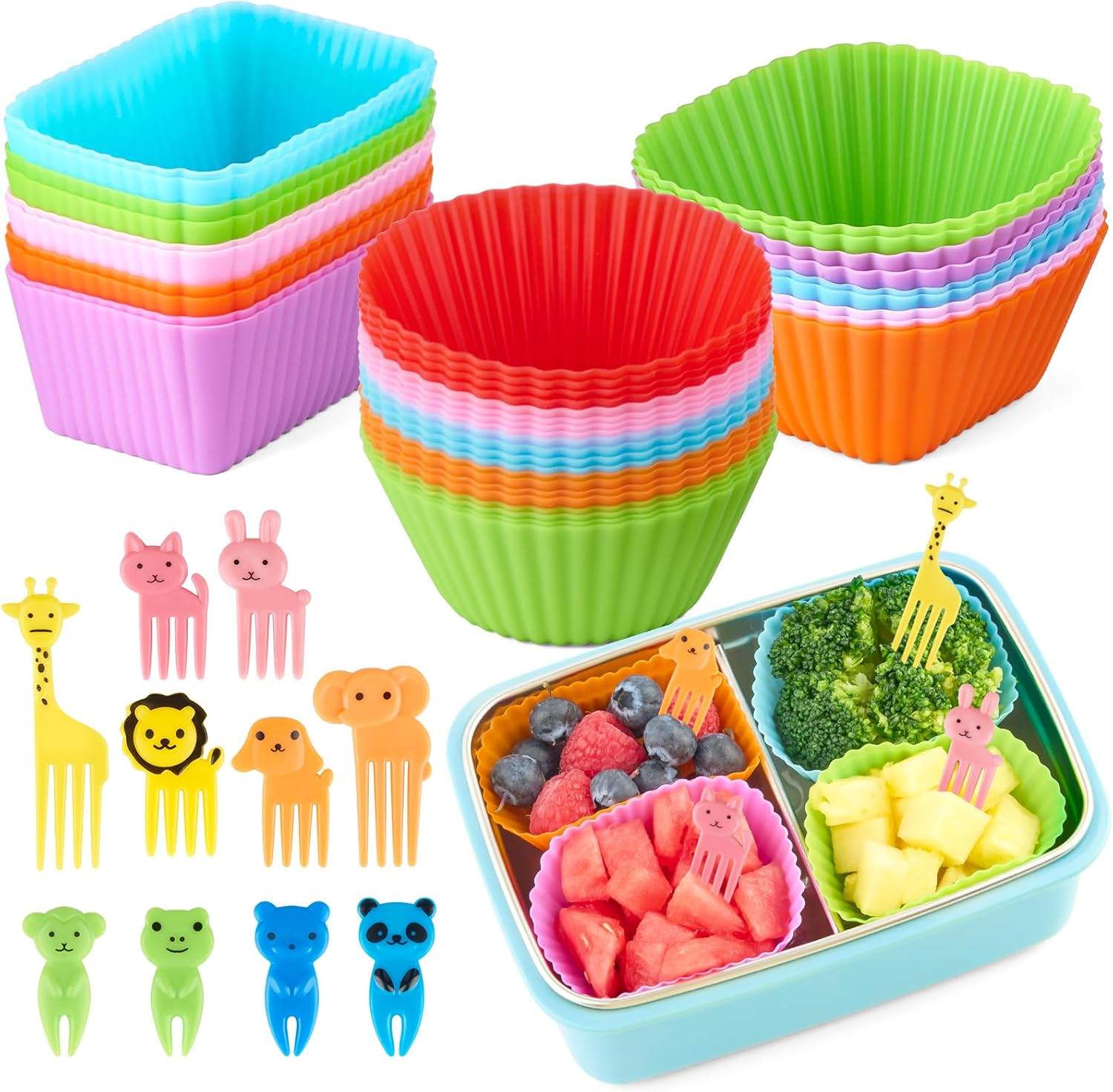 Amazon.com: CLUEWR 40 PCS Silicone Lunch Box Dividers, Reusable Bento ...