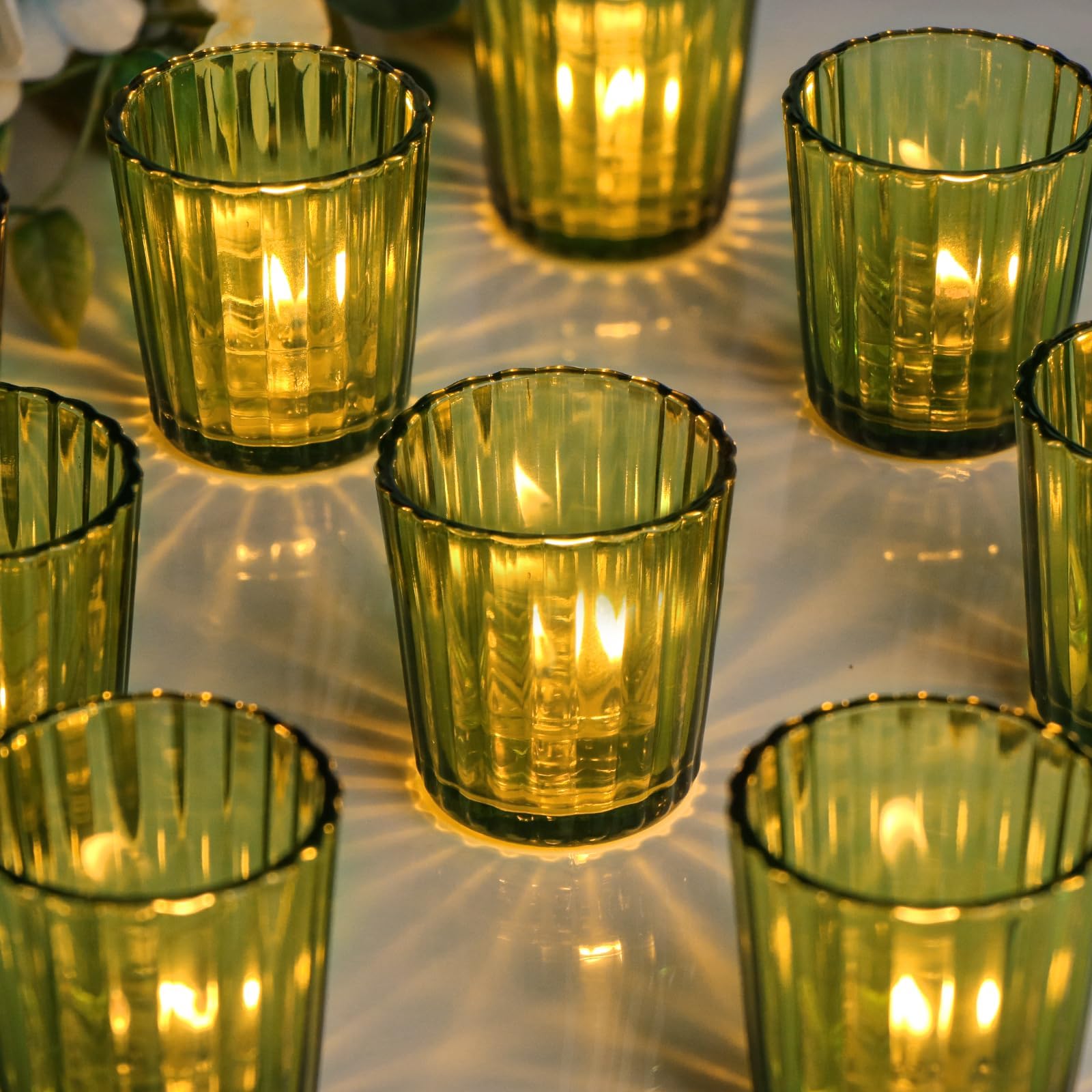 Amazon.com: NITIME 24PCS Vintage Ribbed Gold Votive Candle Holders ...