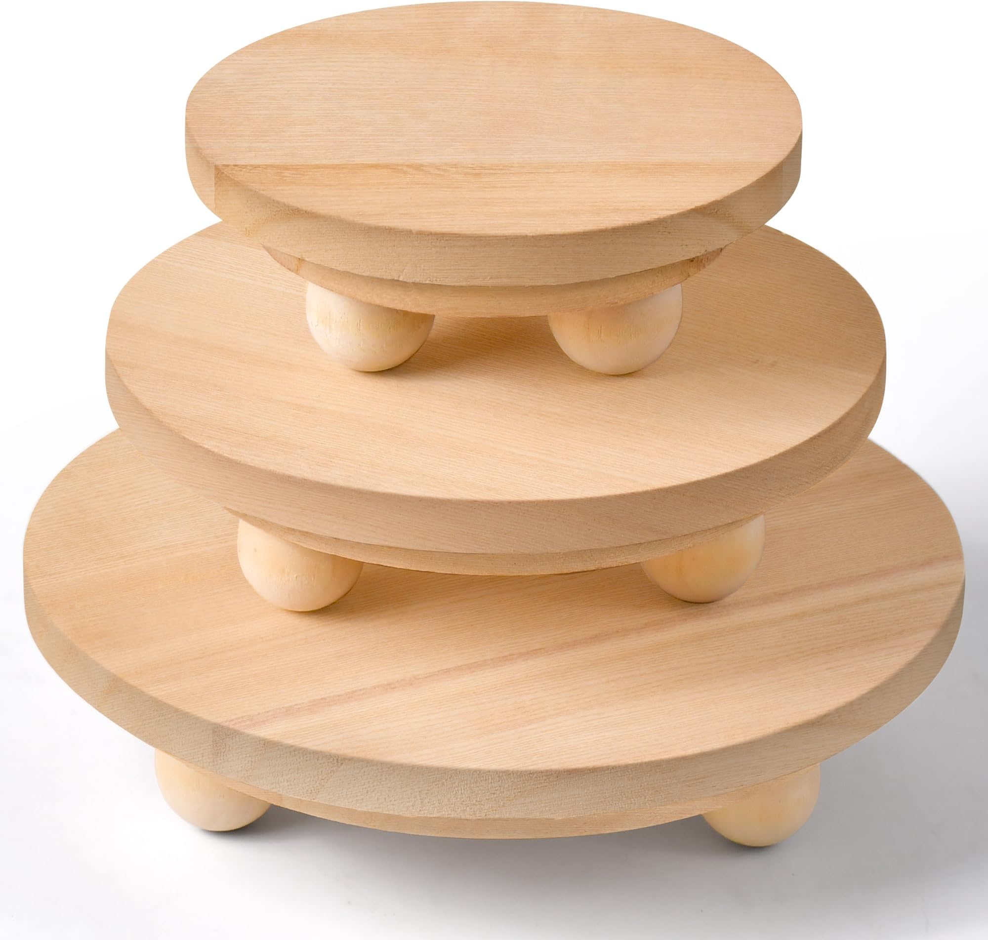 Amazon.com: Sishynio Set of 3 Wood Pedestal Risers for Decor - Round ...