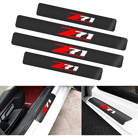 LEXLEY for 2015-2022 Silverado Carbon Fiber Style Leather Door Sill ...