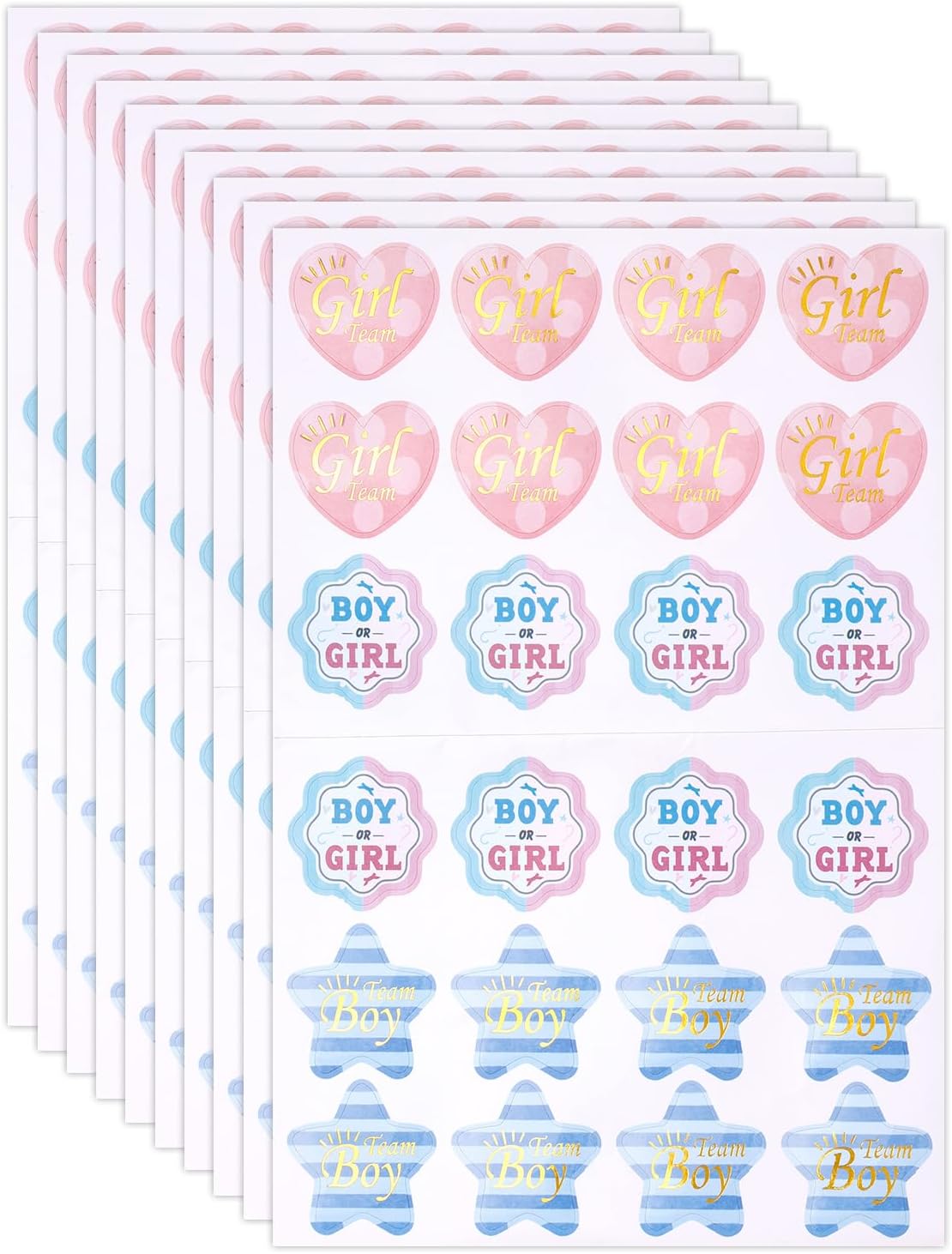 Amazon.com: 240 Pcs Gender Reveal Stickers, Team Boy Or Girl Stickers ...