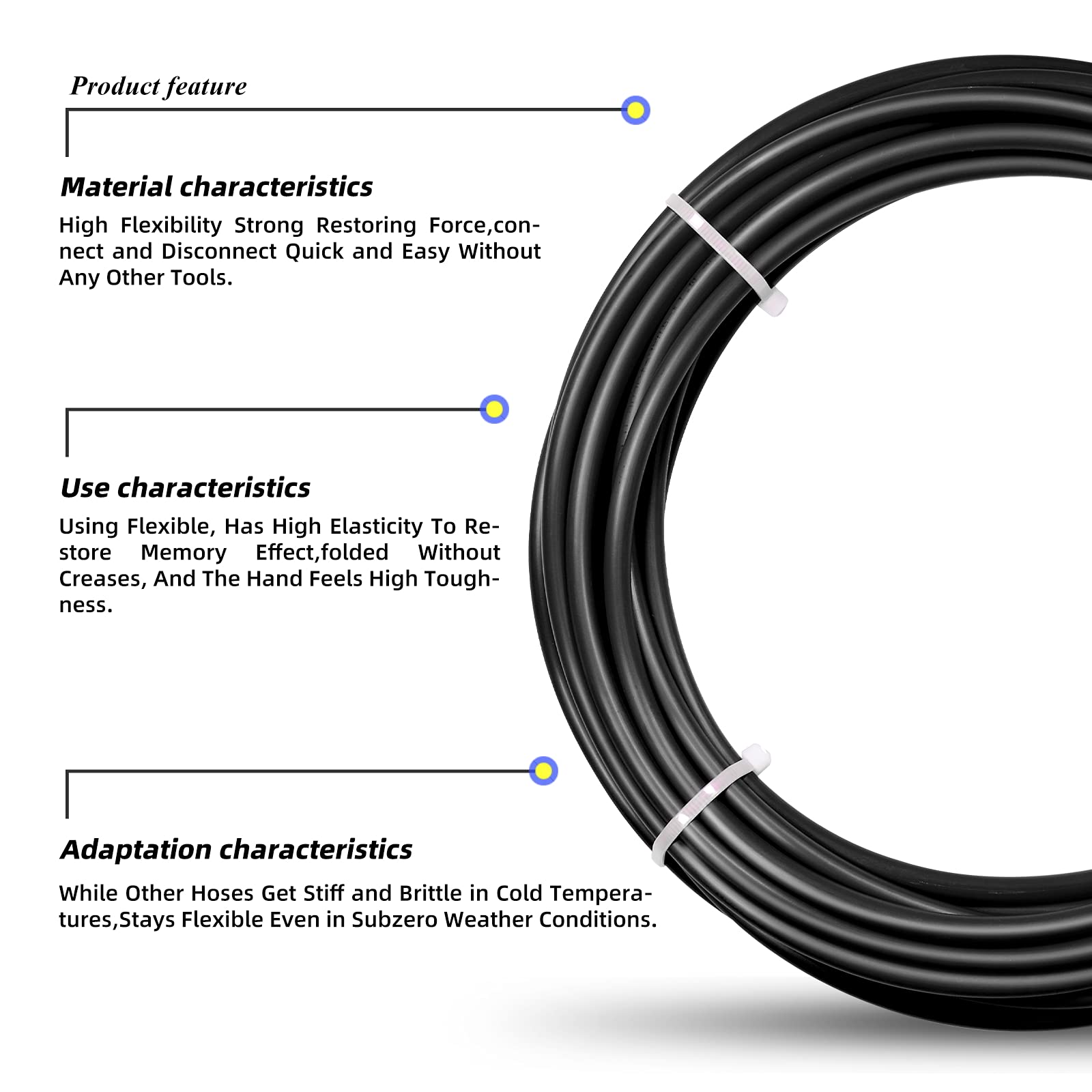 Snapklik.com : Black DOT 1/2 Inch Od 10 Meter 32.8ft Nylon Air Tubing ...