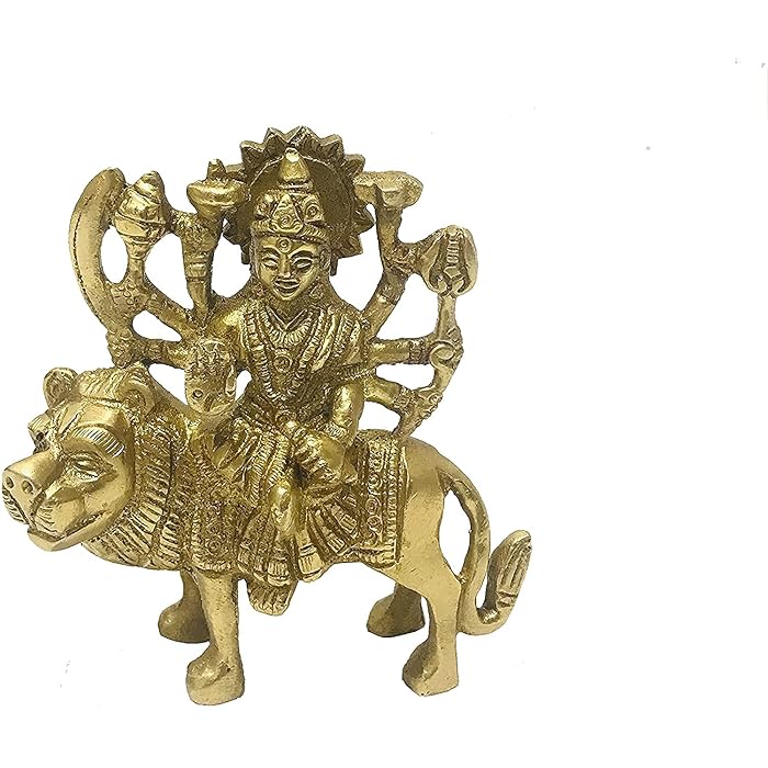 Buy Lord Durga Statue Brass Devi Durga MATA Rani Sitting on Lion God ...