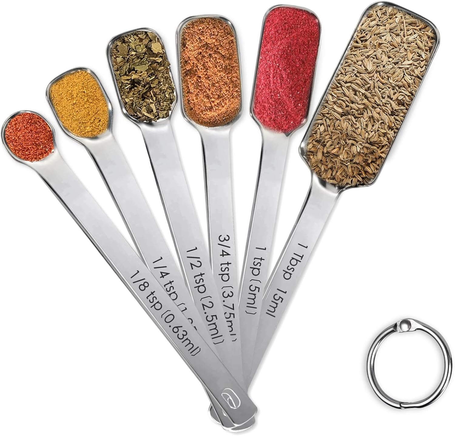 Stainless Steel Measuring Spoons Set of 6, Rectangular Metal Measuring ...